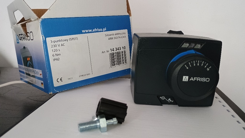 Siłownik elektryczny ARM 343 ProClick + adapter do zaworów starego typu ...