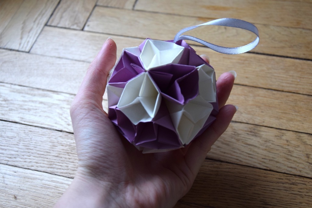 Bombka papierowa origami liliowo kremowa | Pruszków | Kup teraz na ...