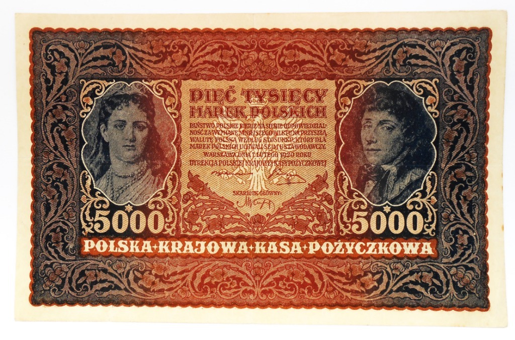 Banknot 5000 Marek ch 1920 r | Stary Toruń | Licytacja na Allegro Lokalnie