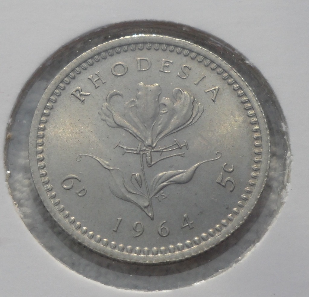 Rodezja Elżbieta II 6 pensów 5 centów 1964 Stan AU | Gdańsk | Kup teraz na Allegro Lokalnie