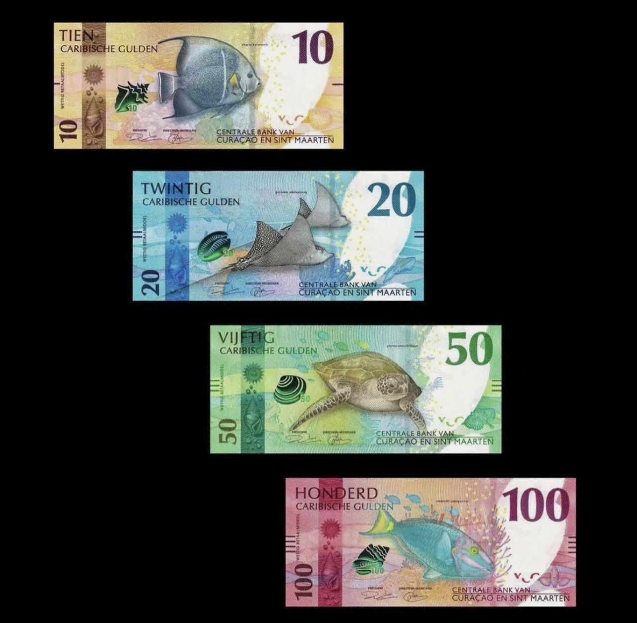 CURACAO & St MAARTEN Set 4 10 20 50 100 Gulden 2025 P 1 2 3 4 UNC ...