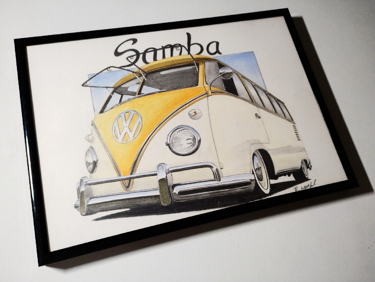 VW T1 Samba plakat rysunek prezent A4 30x21 | Wągrowiec | Kup teraz na ...