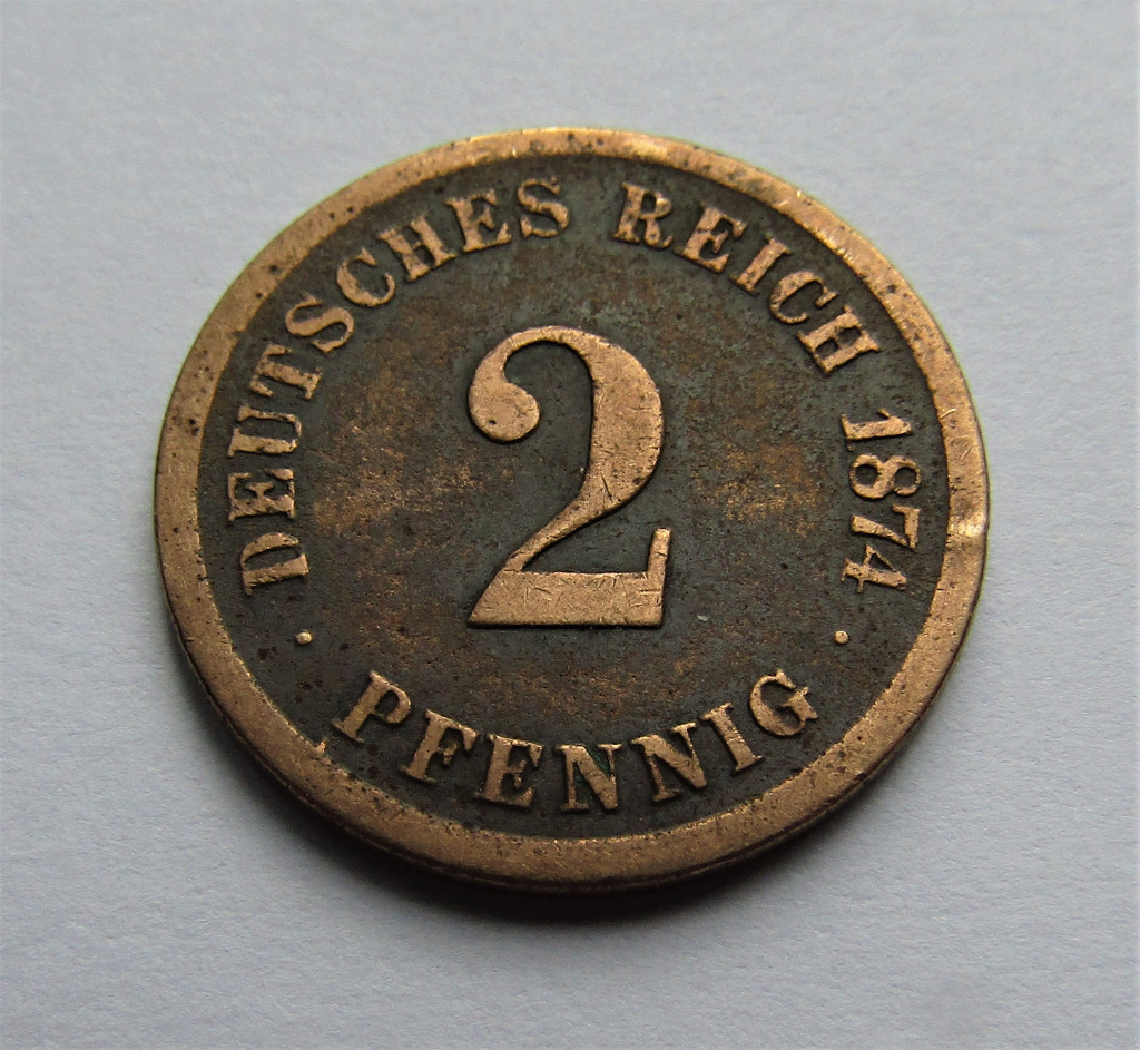 2 pfennig 1874 A, Ces. Niemieckie | Banino | Licytacja na Allegro Lokalnie