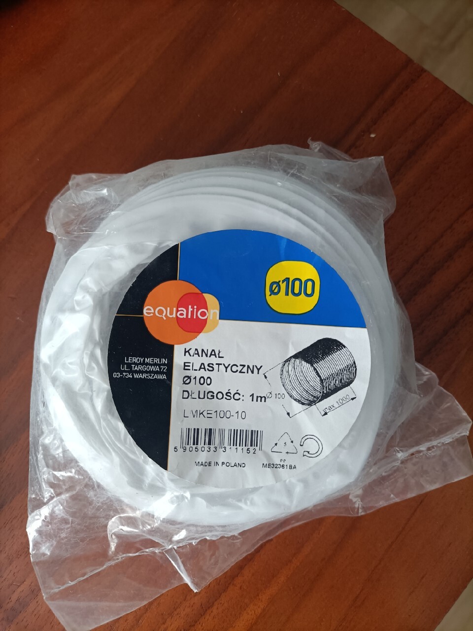 Kanał elastyczny PCV okrągły 100mm dł 1m | Przypki | Kup teraz na ...