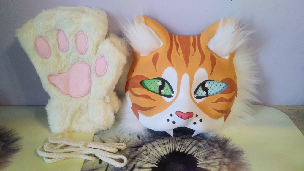 Maska kota +rękawiczki. Therian furry cat mask | Ostrów Wielkopolski ...