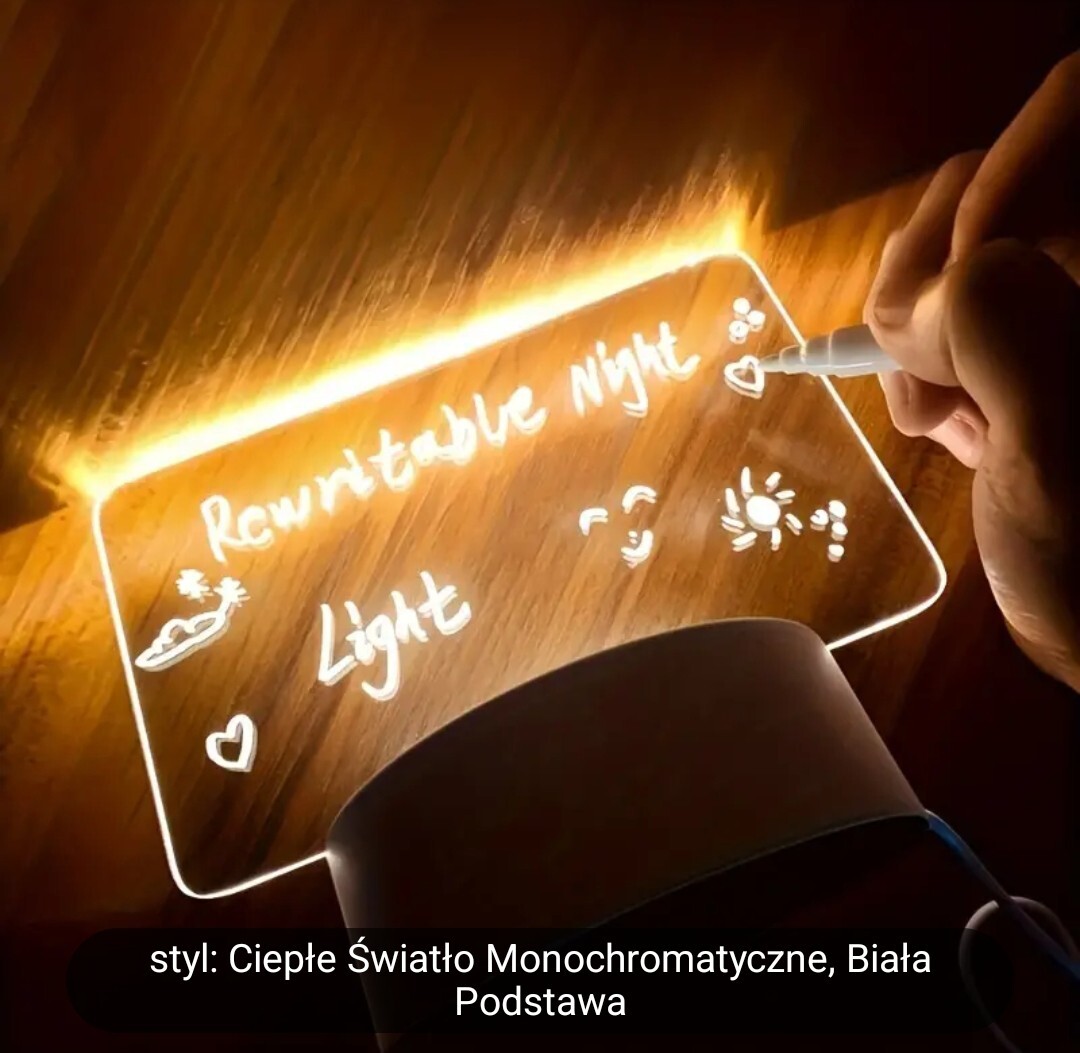 Lampka nocna tablica notatnik LED do pisania USB | Sulejówek | Kup ...