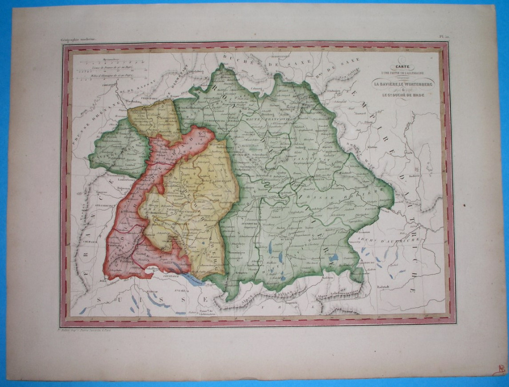1836 ORYGINAŁ stara mapa BAWARIA HESJA BADENIA | Kruszwica | Licytacja ...