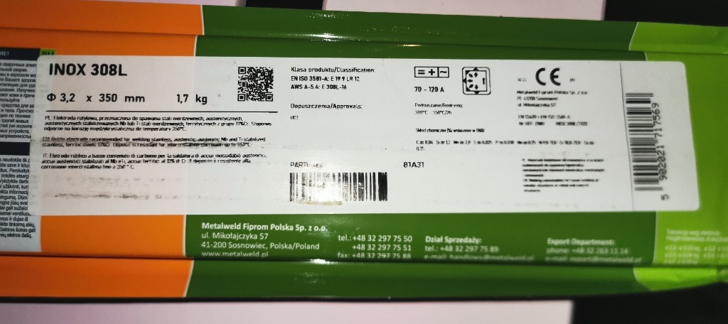 Elektrody do stali nierdzewnej Metalweld INOX 308L | Warszawa | Kup ...