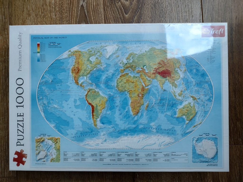 Puzzle Trefl Mapa fizyczna świata 1000 elementów | Parzniew | Kup teraz ...