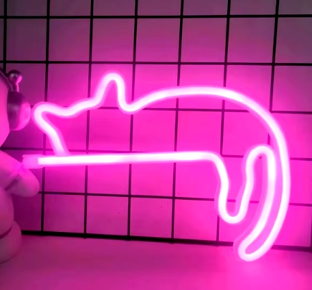 Neon zrelaksowany Kotek lampka LED kot na półkę | warszawa | Kup teraz ...
