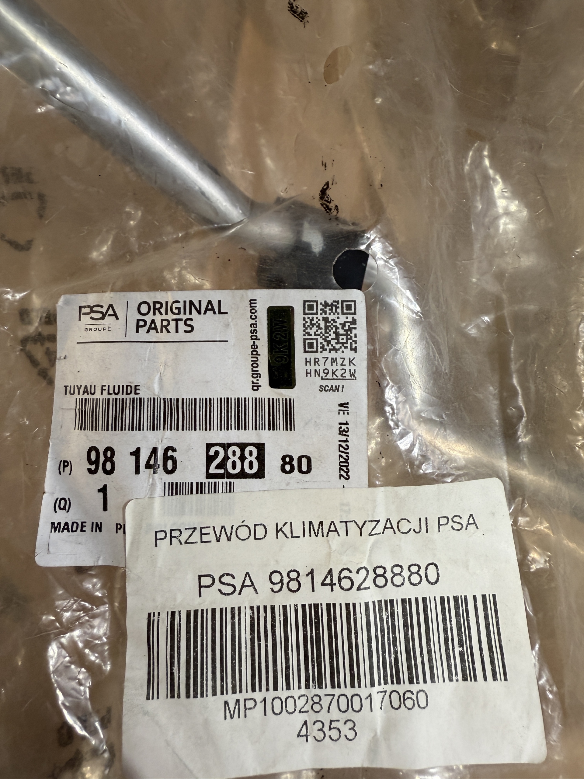 Citroen Peugeot OE 9814628880 przewód klimatyzacji | Jastków | Kup ...