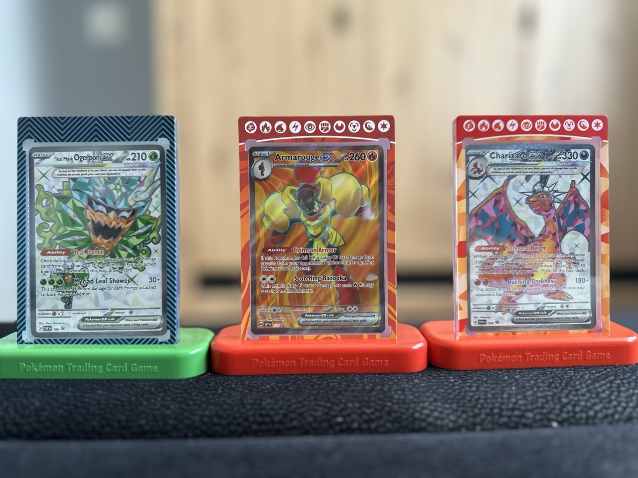 3x karty promo Ogerpon Ex 166- , Armarouge Ex 125- , Charizard Ex 056 ...