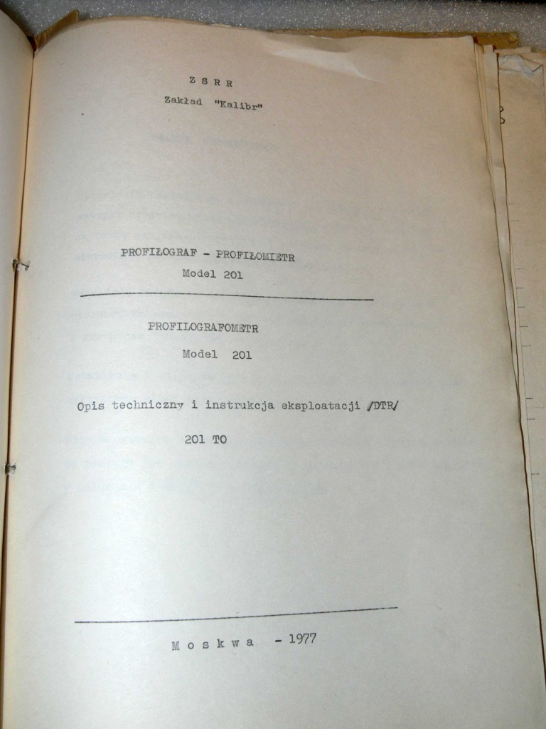 INSTRUKCJA PROFILOGRAF-PROFILOMETR 201 ZSRR | Koszalin | Kup teraz na ...