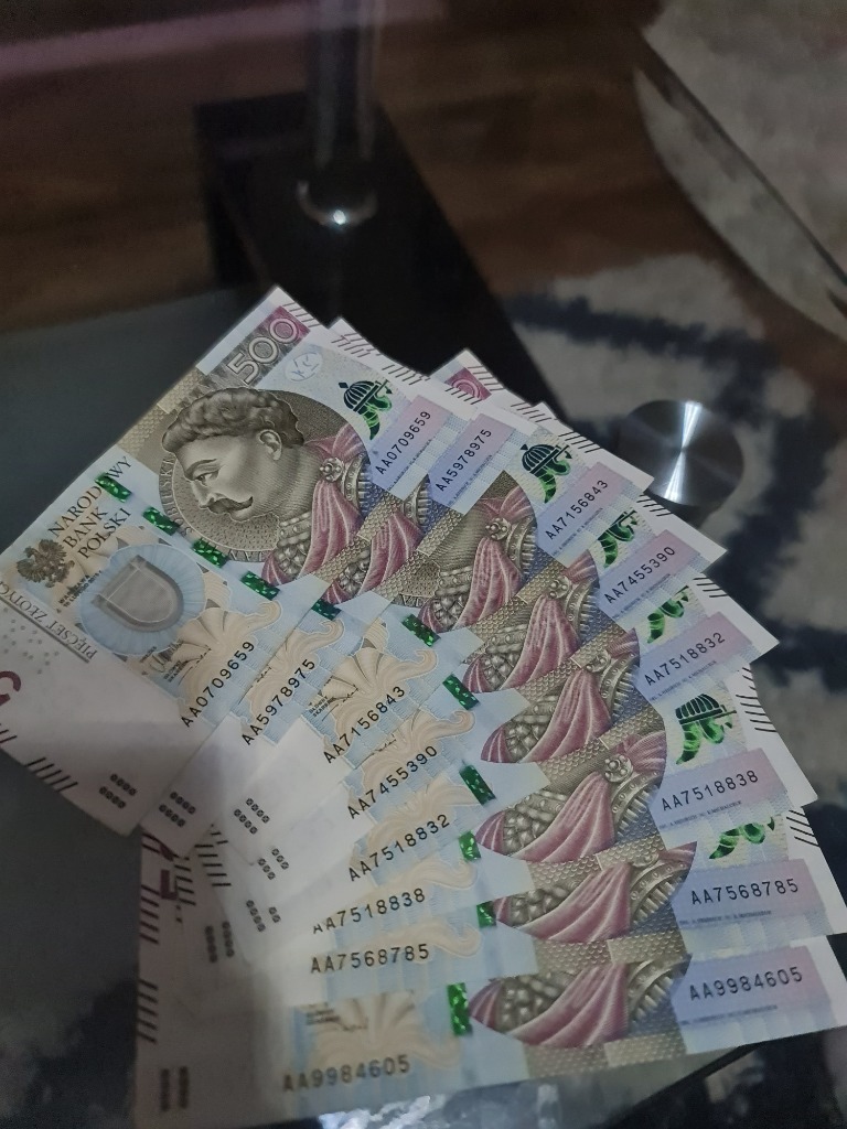 Banknoty 500 PLN z serii AA | Nowy Targ | Ogłoszenie na Allegro Lokalnie