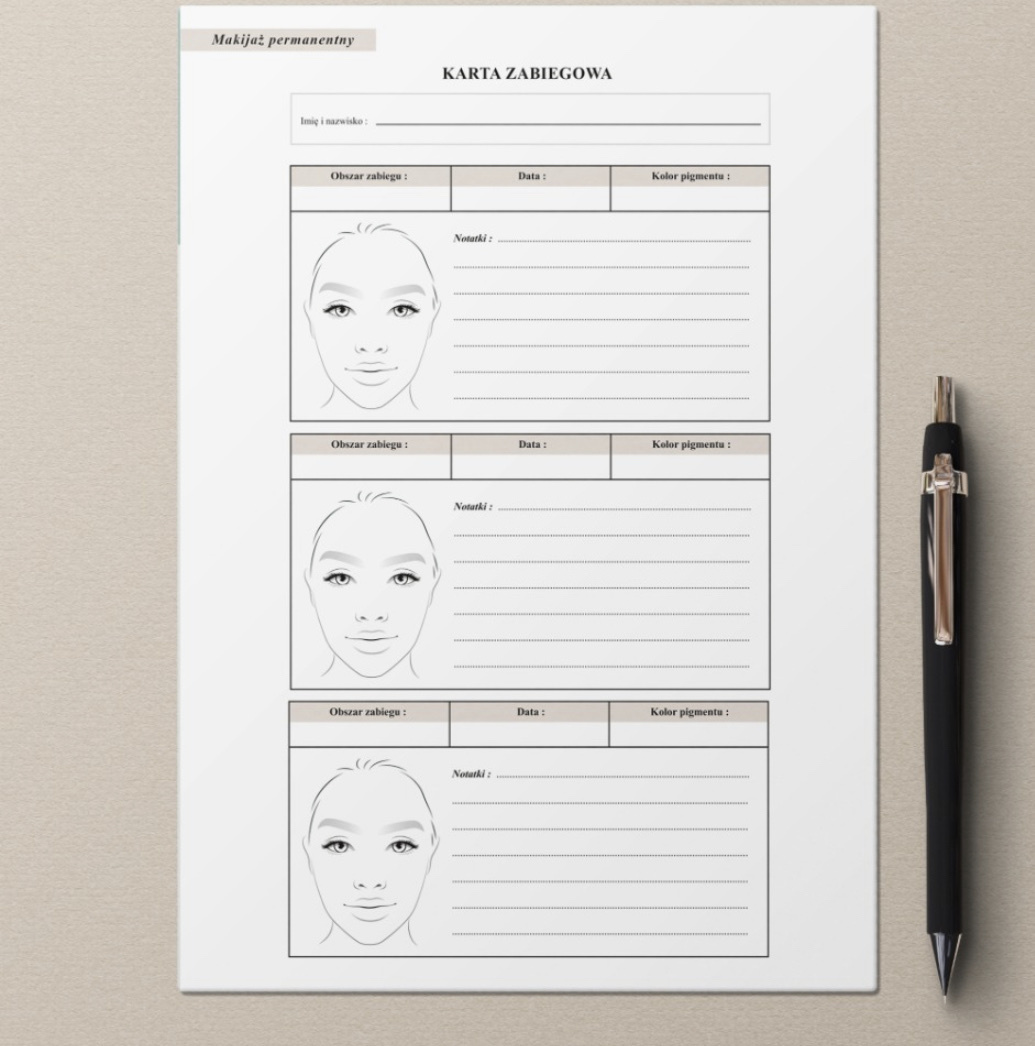 Karty zabiegowe makijaz permanentny karta klienta | Włocławek | Kup teraz na Allegro Lokalnie