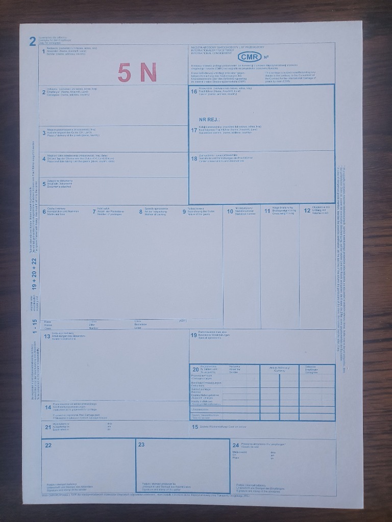 druki CMR numerowane nowe A4 5-odcinkowe 6 sztuk | Zamość | Kup teraz ...