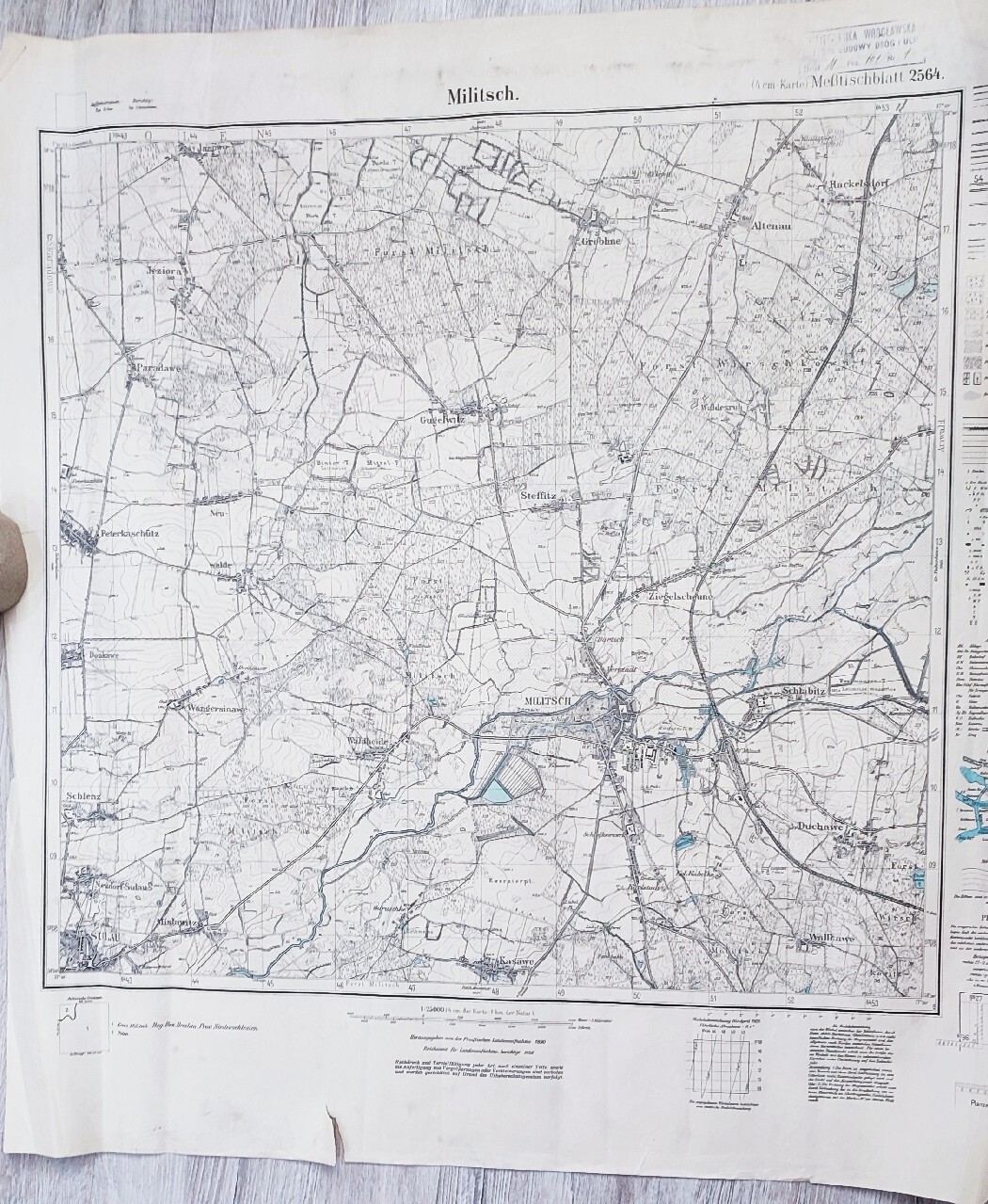 Mapa Messtichblatt 2564 Militsch Milicz 1928r 1:2500 | Łomża | Kup ...