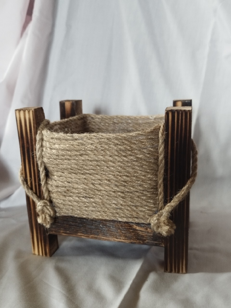 Osłonka Boho skrzynka drewno sznurek hendmade | Słomniki | Kup teraz na ...
