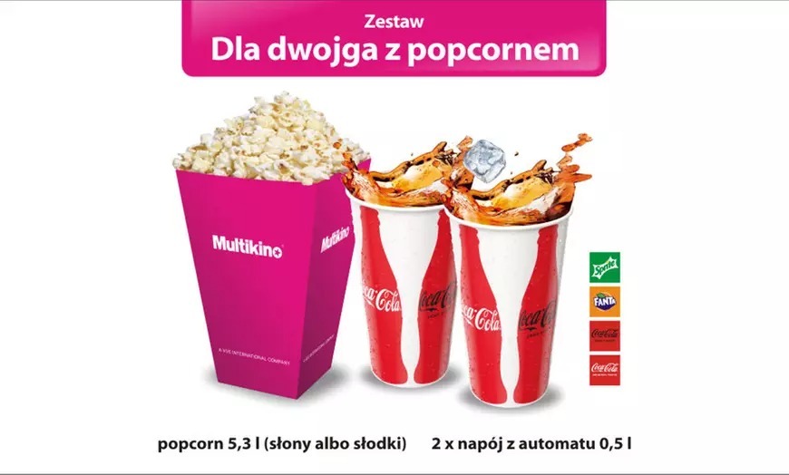 Multikino zestaw barowy dla dwojga popcorn + napój | Warszawa ...