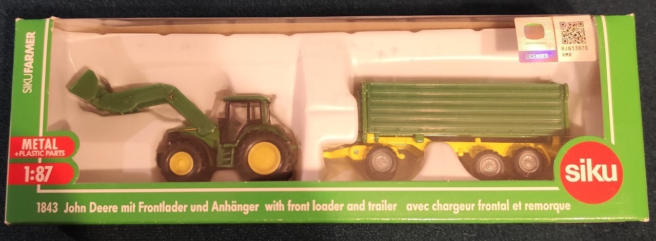 ZESTAW SIKU FARMER 1843 TRAKTOR JOHN DEERE 6920 ŁADOWARKĄ I PRZYCZEPĄ 1 ...