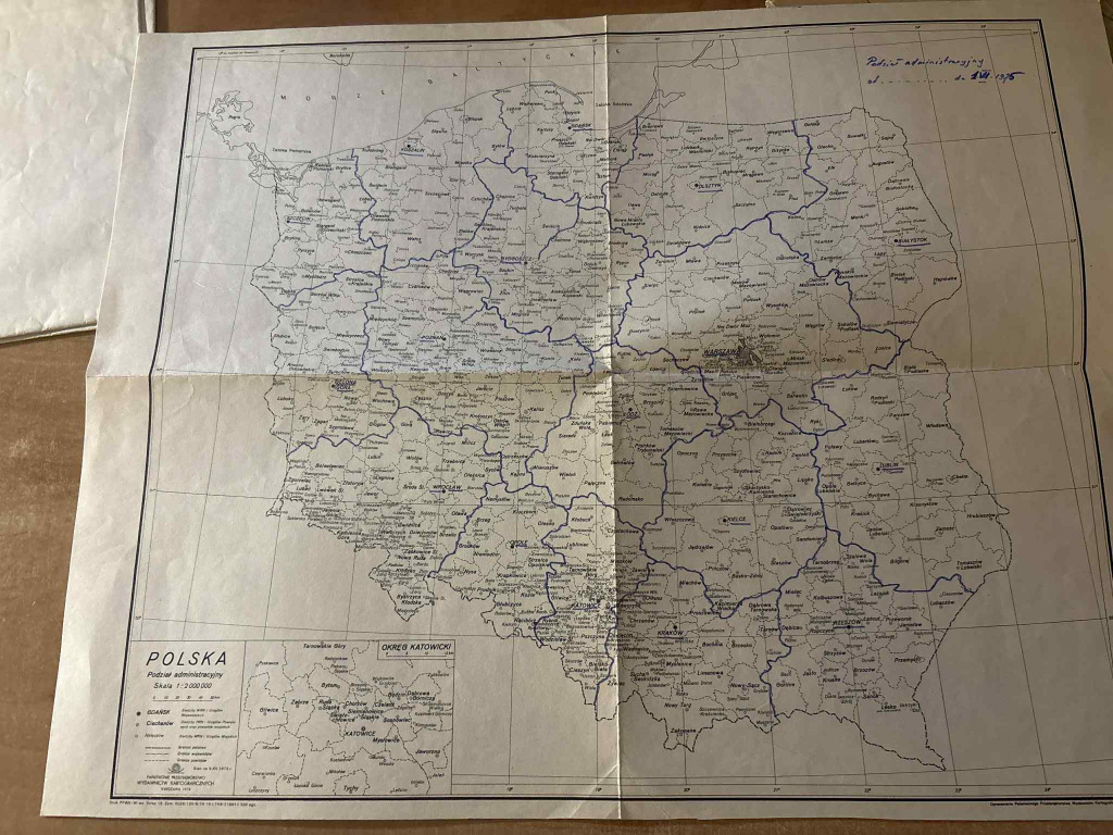 Mapa podział administracyjny kraju 1974 ręczne poprawki seria próbna ...