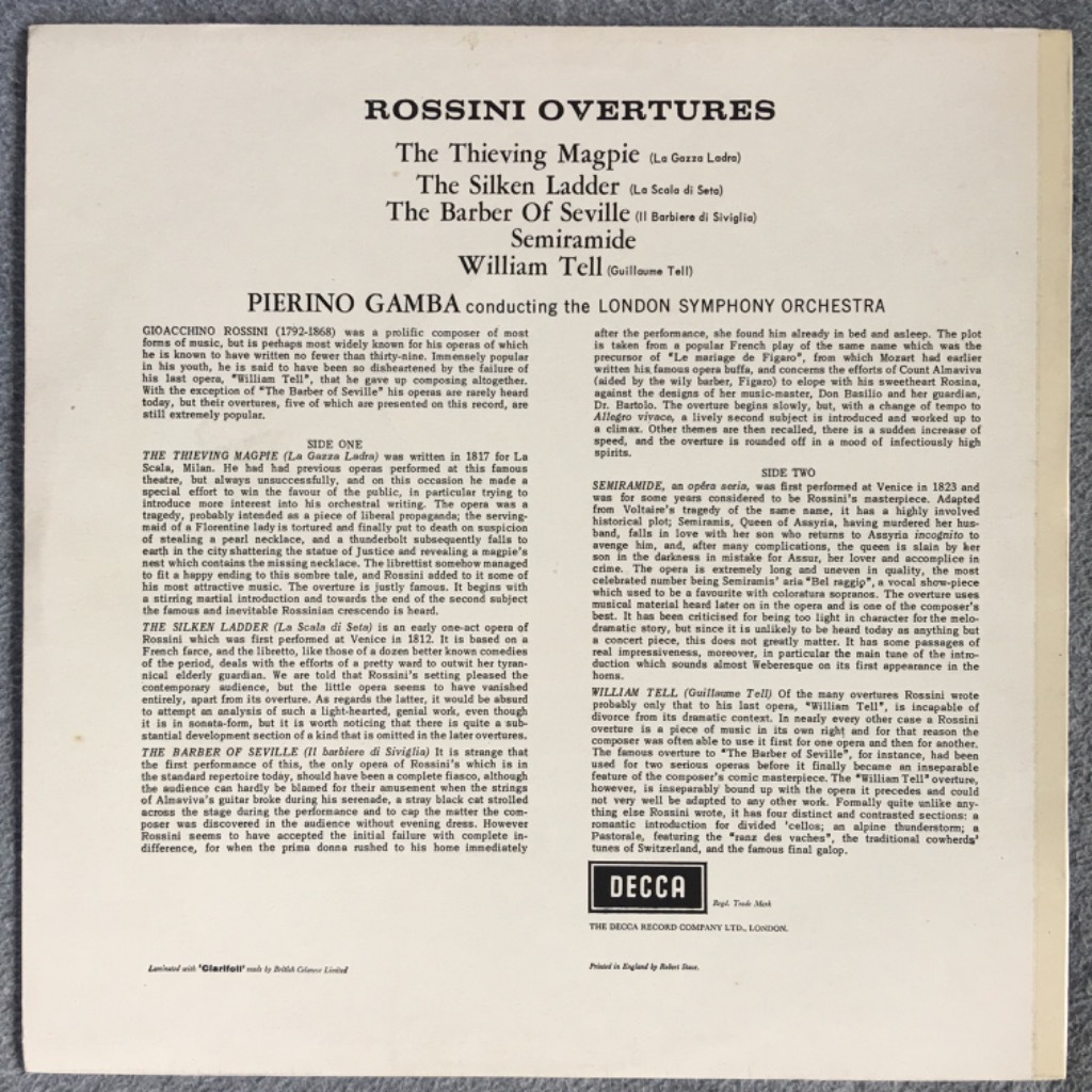 Rossini Overtures. Pierino Gamba (LP) | Kurów | Kup teraz na Allegro ...