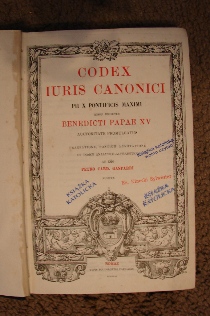 Kodeks Prawa Kanonicznego Codex iuris canonici po łacinie 1948r. | Porąbka Uszewska | Kup teraz ...