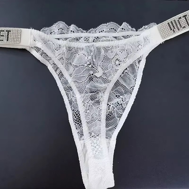 Victorias Secret białe stringi koronkowe z cyrkoniami "M" z | Stepnica ...