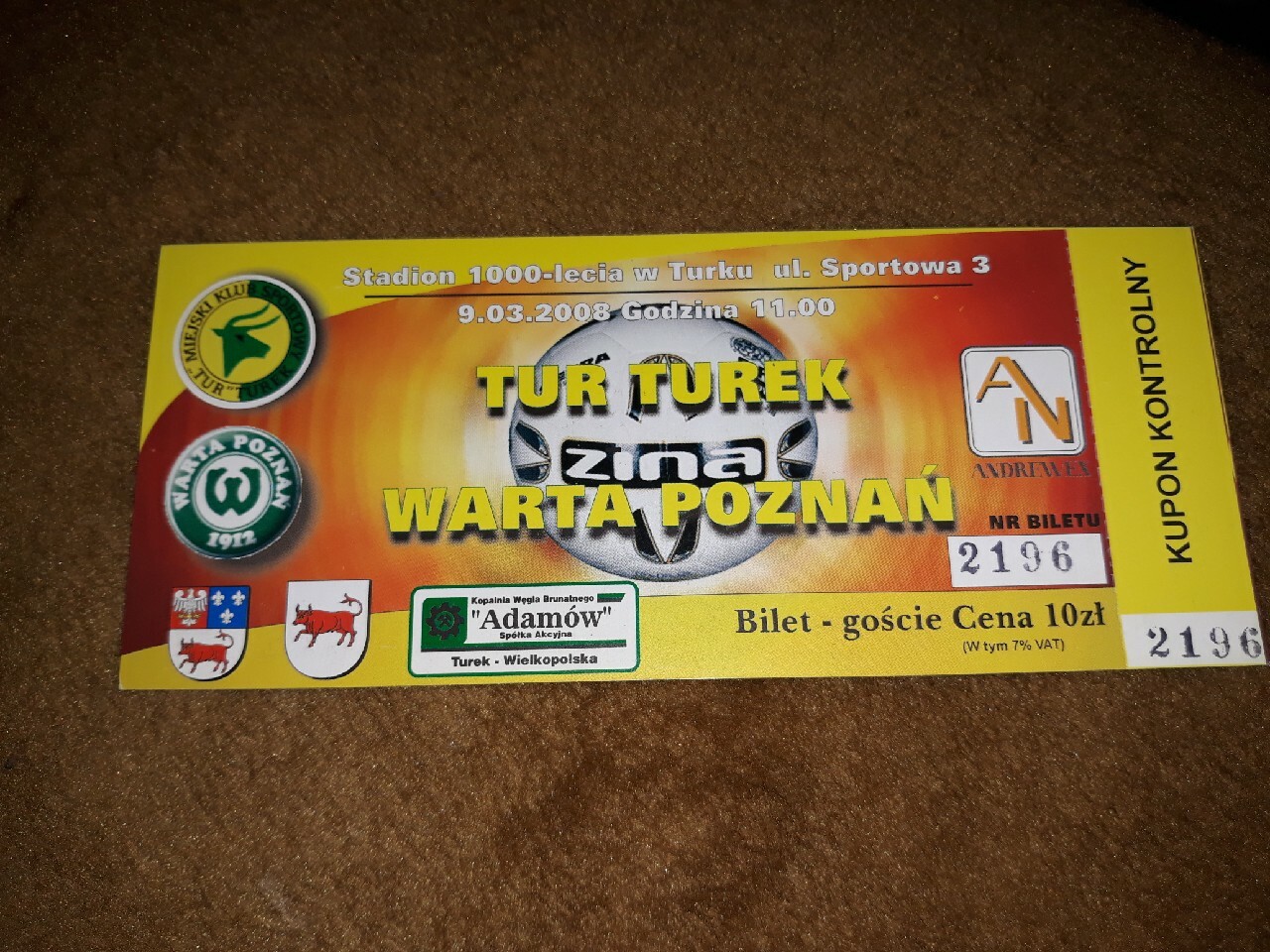 TUR TUREK-WARTA POZNAŃ-bilet dla gości-9.03.2008 | Turek | Licytacja na ...