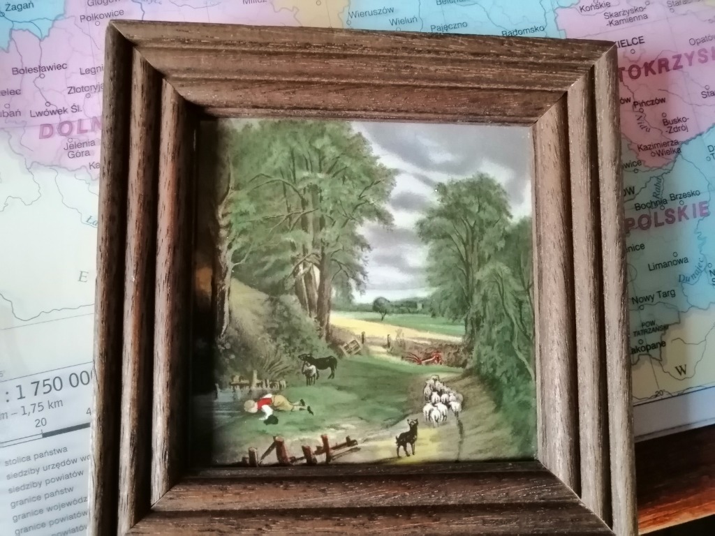 mały obrazek olejny w ramce dębowej | Oława | Kup teraz na Allegro Lokalnie