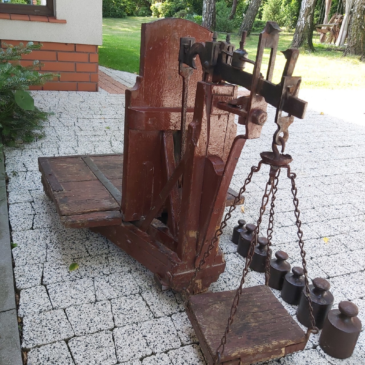 STARA WAGA DZIESIĘTNA-sygnowana XIXw.+7 odważników | Bukowiec | Kup ...