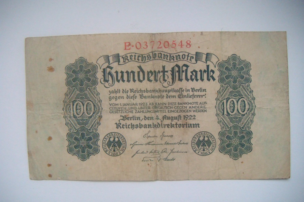 Niemcy Banknot 100 Mark 1922 r. seria E | Frombork | Kup teraz na ...