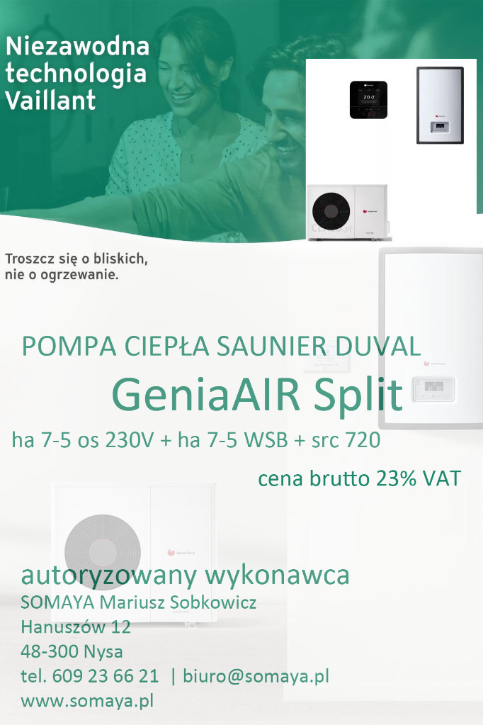 Pompa ciepła saunier duval geniaAir split 75 | Nysa | Kup teraz na ...