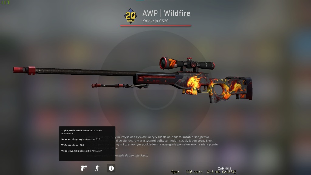 CS:GO SKIN AWP WILDFIRE BS 1/5 RARE WYSOKI FLOAT | Warszawa | Kup teraz ...