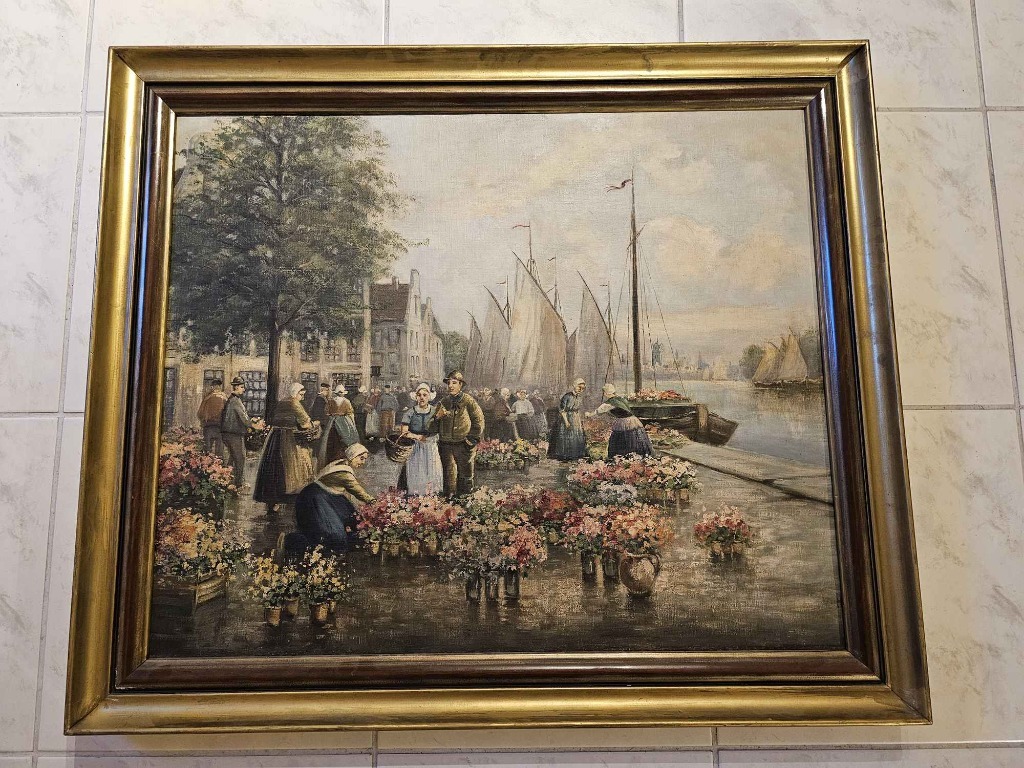 Obraz Carl Haver Targ kwiatowy nad kanałem | Bydgoszcz | Kup teraz na ...