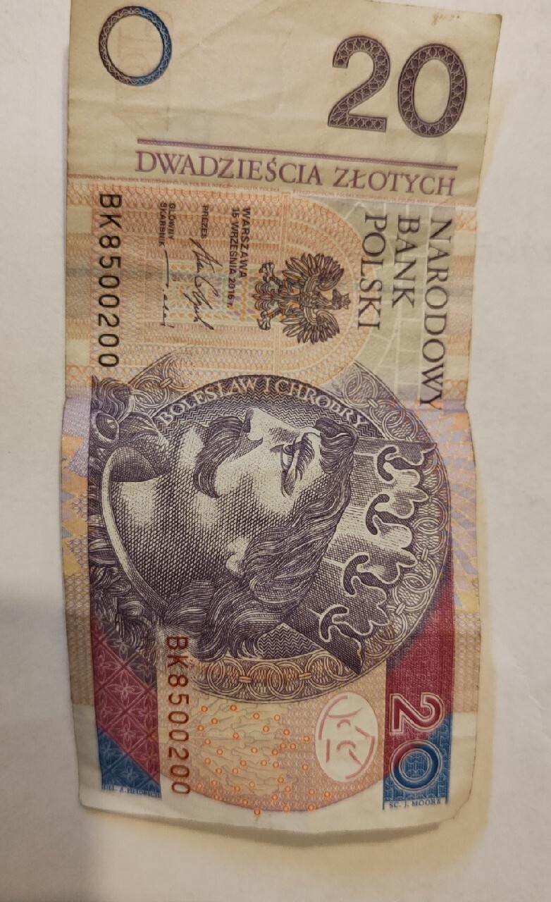 Banknot 20zł seria BK8500200 | Gdańsk | Licytacja na Allegro Lokalnie