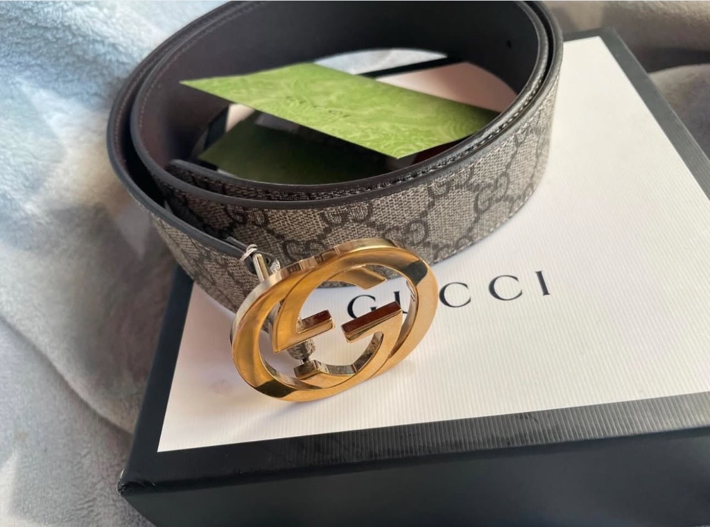 Gucci pasek z rachunkiem złotą klamra szeroki | Nowa Sól | Kup teraz na ...