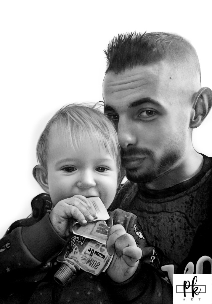 Portret ze zdjęcia na zamówienie-2 osoby A4 ołówek | Oława | Kup teraz ...