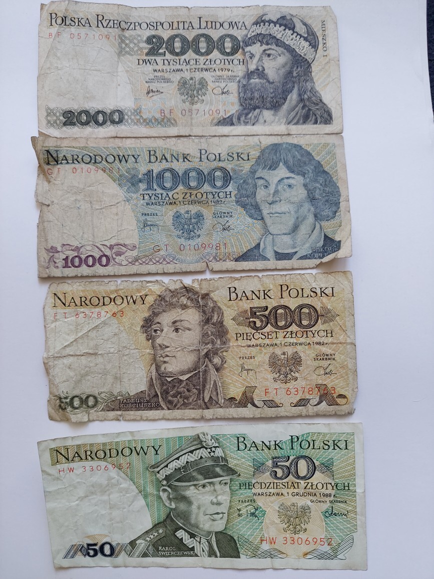 Banknoty PRL 4 nominały | Rębiechowo | Licytacja na Allegro Lokalnie