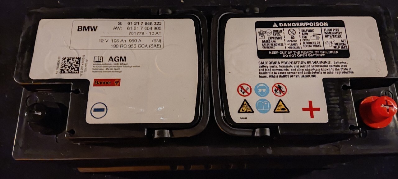 Akumulator BMW OE AGM 105Ah 950A F11 F10 | Warszawa | Licytacja na ...