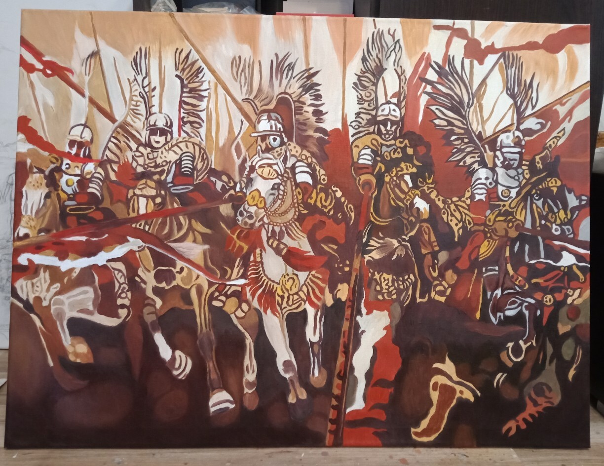 Husaria konie wojsko obraz olejny | Stoczek Łukowski | Kup teraz na ...