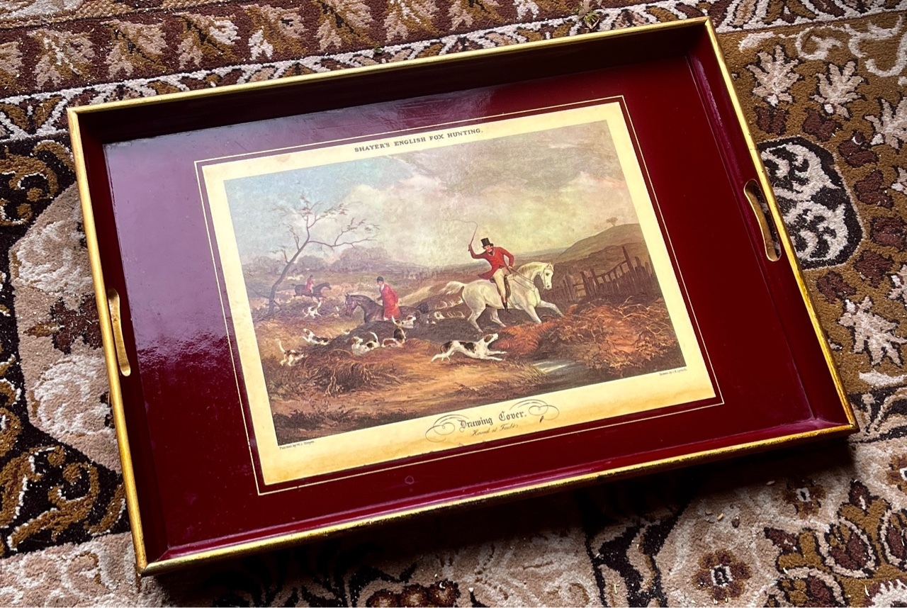 Olbrzymia taca z grafiką myśliwską WJ Shayer „Polowanie na lisa” Lady ...