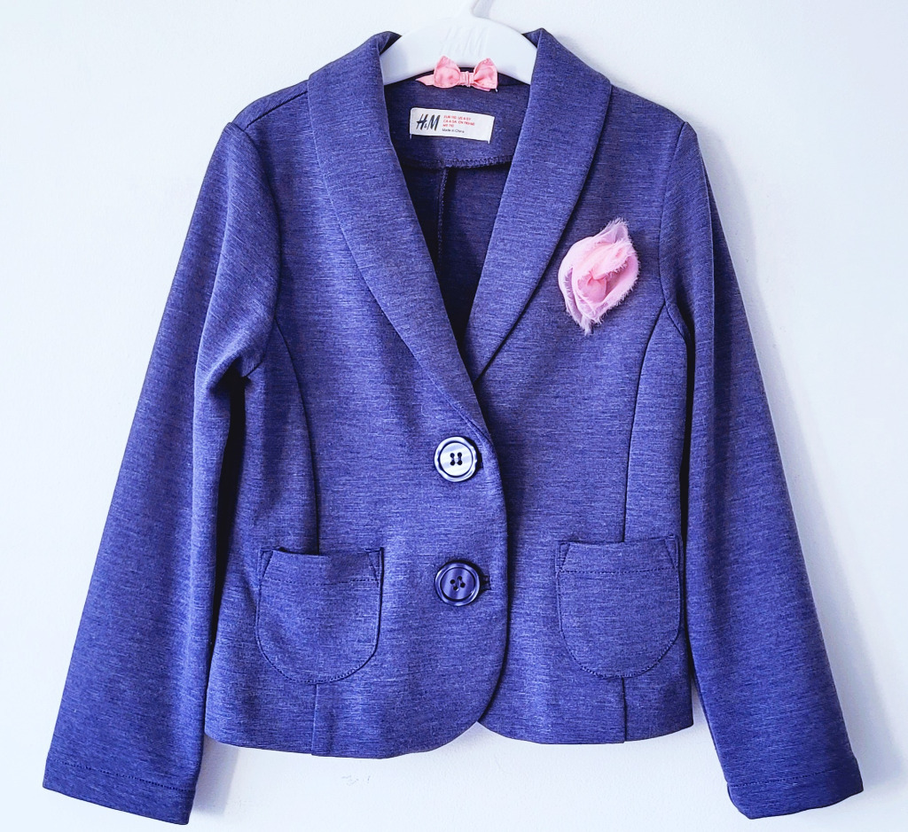 Granatowa marynarka z kwiatem H&M 104/110 | Sosnowiec | Kup teraz na Allegro Lokalnie