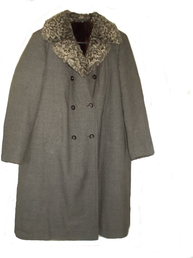 Gruby zimowy płaszcz futro karakuły 46 48 | Kraków | Kup teraz na ...