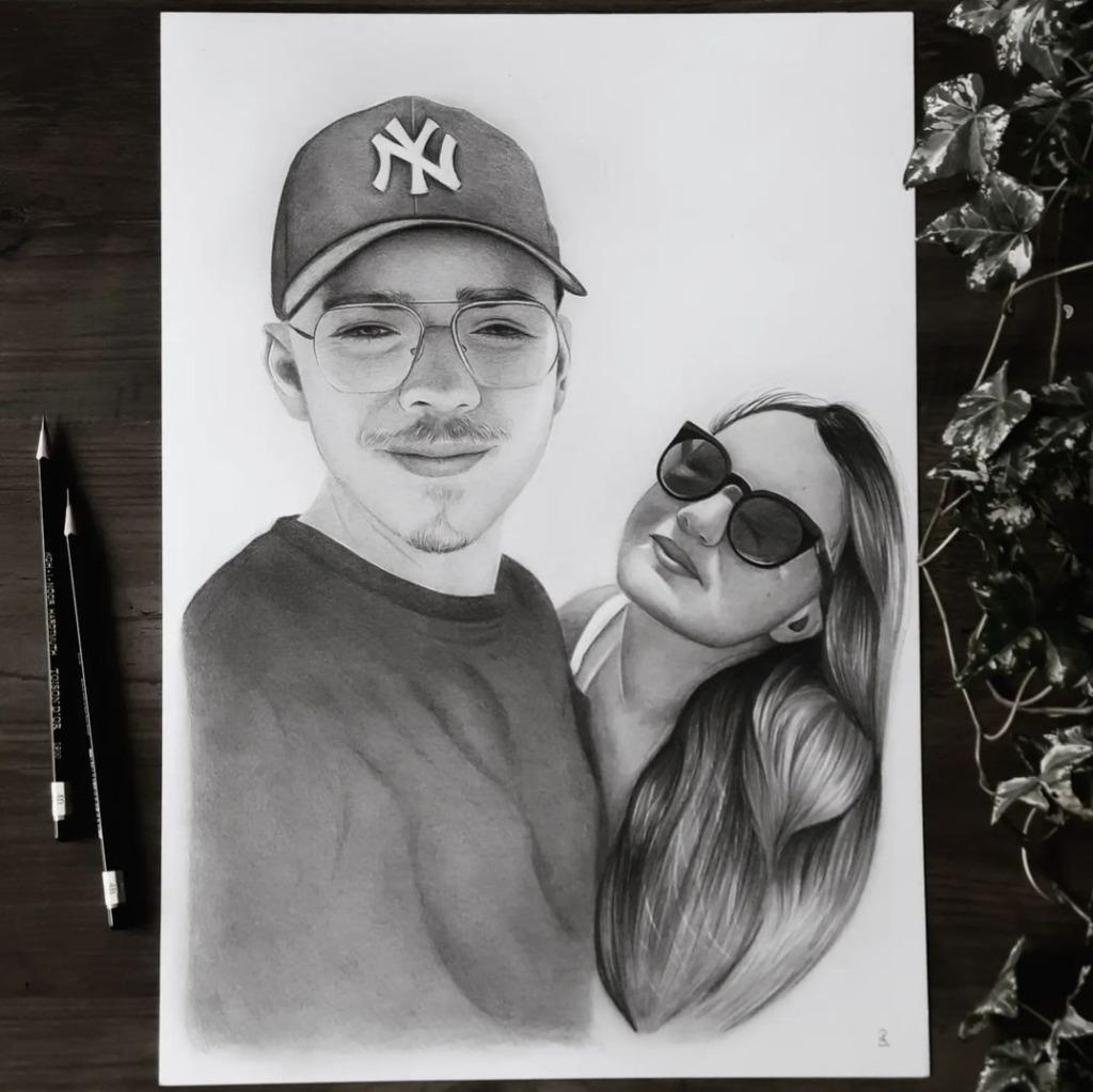 Portret ze zdjęcia, format A4, 2 osoby | Byczyna | Kup teraz na Allegro ...