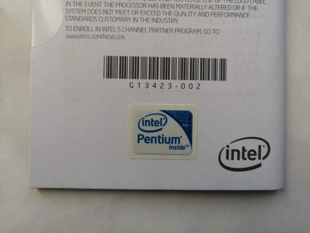 Naklejka INTEL INSIDE PENTIUM + książeczka 1 | Chojnice | Kup teraz na ...
