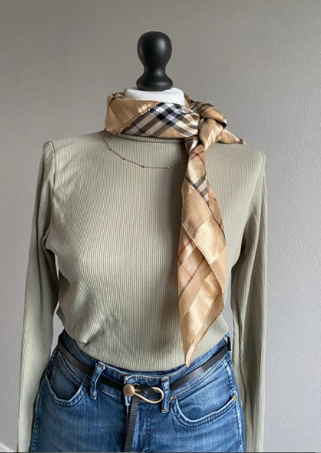 Bluzka damska półgolf zielona glinka oliwka prążkowana | Wągrowiec ...