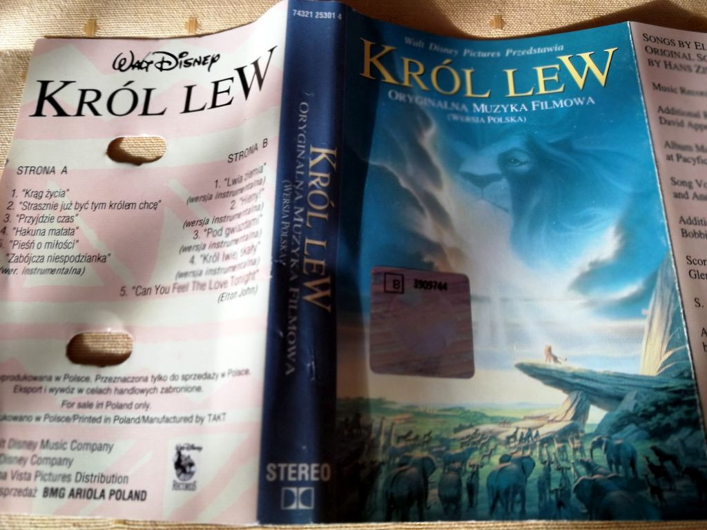Kaseta z muzyką z filmu Król Lew Walt Disney BMG | Sanok | Licytacja na ...
