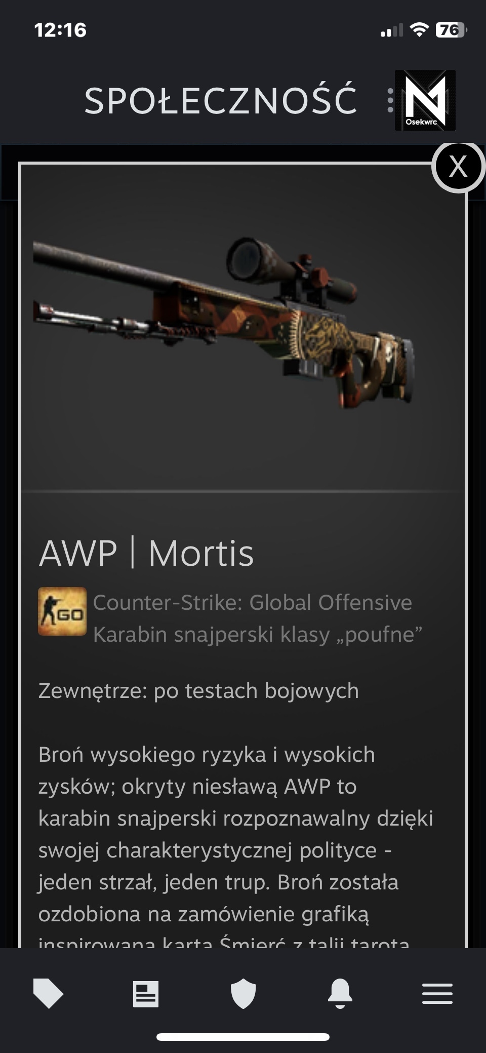 Skin CS GO AWP | Mortis | ZIELONKA | Kup teraz na Allegro Lokalnie