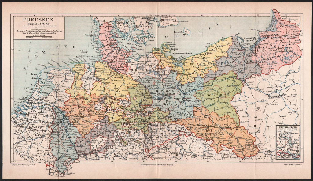 PRUSY stara mapa POLITYCZNA z 1888 roku | Warszawa | Kup teraz na ...